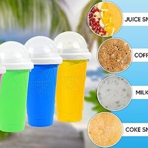 Slushy Maker Cup - TikTok Frozen Magic Quick Smoothie Cup- With Free Popsicle Mold , Sponge & Cleaning brushes , Bottle with 2 in 1 Straw - Squeeze Icy Frozen Slushie Cup - Cooling Slushie for Smoothies -Green