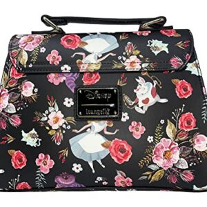 Loungefly Disney Alice in Wonderland Allover Floral Print Crossbody Satchel Handbag Purse