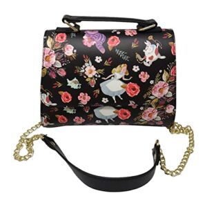 Loungefly Disney Alice in Wonderland Allover Floral Print Crossbody Satchel Handbag Purse