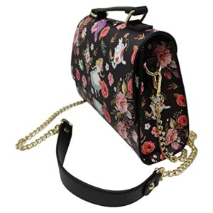 Loungefly Disney Alice in Wonderland Allover Floral Print Crossbody Satchel Handbag Purse