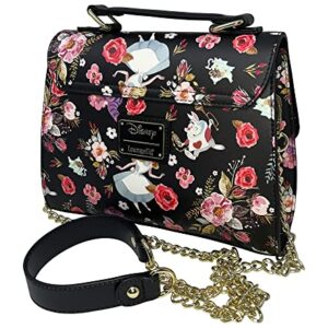 Loungefly Disney Alice in Wonderland Allover Floral Print Crossbody Satchel Handbag Purse