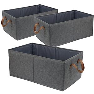 pack of 3 large capacity storage bins closet organizer system, sturdy foldable storage boxes for organizing clothing, sheets, toys, books - shelf organizer shelves basket storage bin