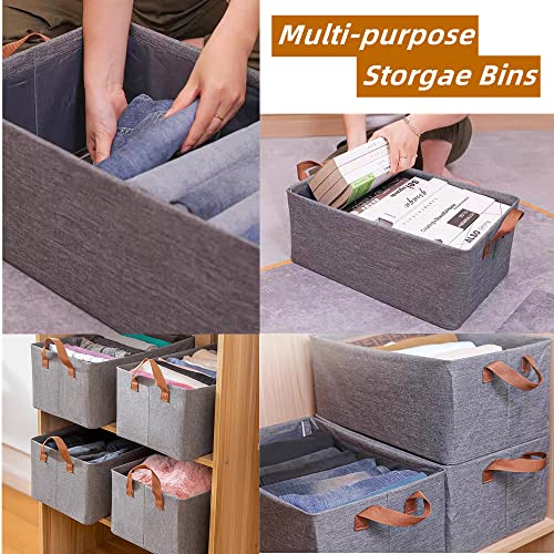 Pack of 3 Large Capacity Storage Bins Closet Organizer System, Sturdy Foldable Storage Boxes for Organizing Clothing, Sheets, Toys, Books - Shelf Organizer Shelves Basket Storage Bin