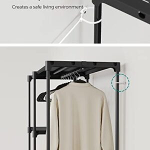 SONGMICS Portable Closet, Freestanding Closet Organizer, Clothes Rack with Shelves, Hanging Rods, Storage Organizer, for Cloakroom, Bedroom, 48.8 x 16.9 x 71.7 Inches, Black URYG026B02