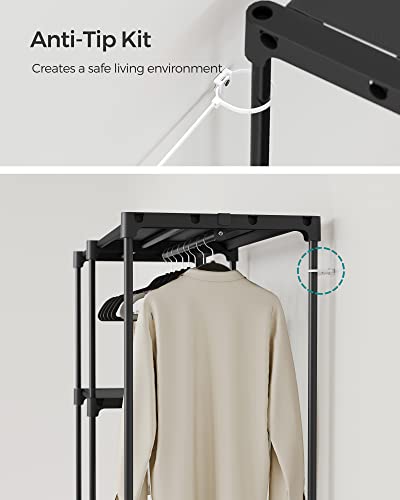 SONGMICS Portable Closet, Freestanding Closet Organizer, Clothes Rack with Shelves, Hanging Rods, Storage Organizer, for Cloakroom, Bedroom, 48.8 x 16.9 x 71.7 Inches, Black URYG026B02