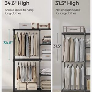 SONGMICS Portable Closet, Freestanding Closet Organizer, Clothes Rack with Shelves, Hanging Rods, Storage Organizer, for Cloakroom, Bedroom, 48.8 x 16.9 x 71.7 Inches, Black URYG026B02