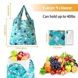 FulSurgus 6 Pack Reusable Shopping Bags, Large 40LBS Foldable Grocery Bags, Machine Washable Groceries Bags Nylon Fabric Storage Bags