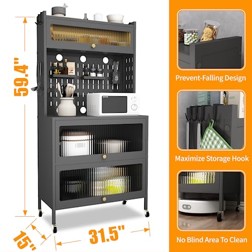 EURGANT Kitchen Storage Cabinets - Bakers Rack Countertop, Microwave Oven Shelf Cabinet, Storage Organizer with Flip Doors for Kitchen Hutch, Home, Office, Pantry, Garage