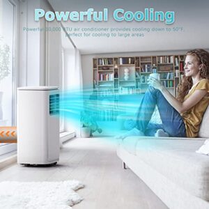 LEMBERI 10000 BTU Portable Air Conditioners,Quiet Room Portable AC Unit up to 350 Sq Ft,3 in 1 Compact Cooling Unit with Dehumidifier and Fan Functions,Portable AC with Remote Control, White