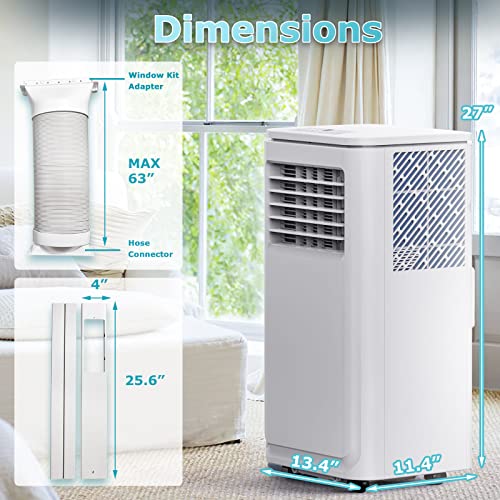 LEMBERI 10000 BTU Portable Air Conditioners,Quiet Room Portable AC Unit up to 350 Sq Ft,3 in 1 Compact Cooling Unit with Dehumidifier and Fan Functions,Portable AC with Remote Control, White