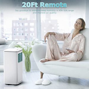 LEMBERI 10000 BTU Portable Air Conditioners,Quiet Room Portable AC Unit up to 350 Sq Ft,3 in 1 Compact Cooling Unit with Dehumidifier and Fan Functions,Portable AC with Remote Control, White