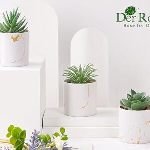 Der Rose 3 Packs Small Fake Plants Succulents Plants Artificial in Pots for Home Office Desk Decor for Women