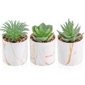 der rose 3 packs small fake plants succulents plants artificial in pots for home office desk decor for women