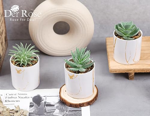 Der Rose 3 Packs Small Fake Plants Succulents Plants Artificial in Pots for Home Office Desk Decor for Women