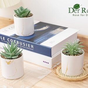 Der Rose 3 Packs Small Fake Plants Succulents Plants Artificial in Pots for Home Office Desk Decor for Women