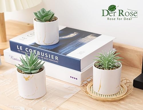 Der Rose 3 Packs Small Fake Plants Succulents Plants Artificial in Pots for Home Office Desk Decor for Women