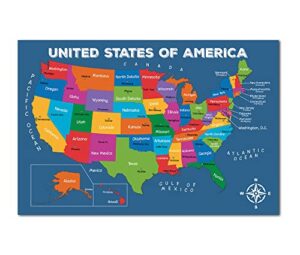 16x24" united states of america map poster large - unframed; capitals poster; us wall map; colorful map of usa states for kid; north america map wall art; back to school; classroom decor