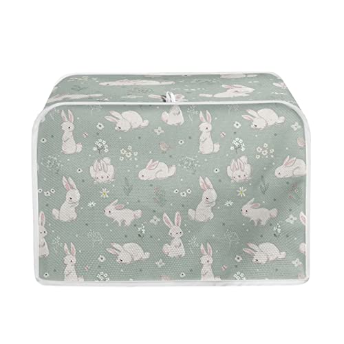 chaqlin 4 Slice Toaster Cover Decorative Bread Machine Accessories Green Rabbit Pattern Bread Oven Covers Dustproof