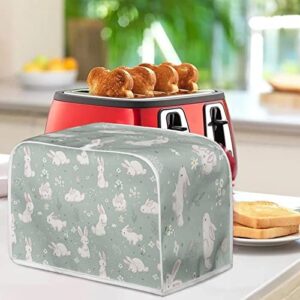 chaqlin 4 Slice Toaster Cover Decorative Bread Machine Accessories Green Rabbit Pattern Bread Oven Covers Dustproof