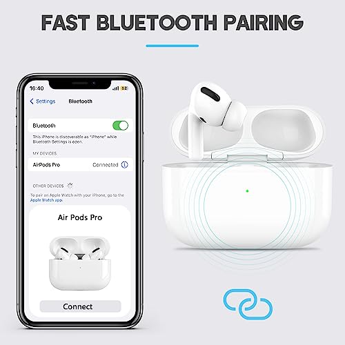 Compatible for AirPods Pro Charging Case Replacement, Wireless Charging Case for AirPod Pro Case, Support for Bluetooth Sync Button and Ultra Long Standby(White)