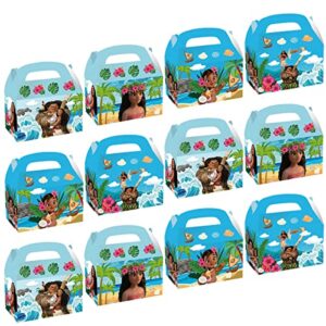 12Pcs Moana Party Candy Box Gift Bags,For Moana Theme Party Supplies Decoration