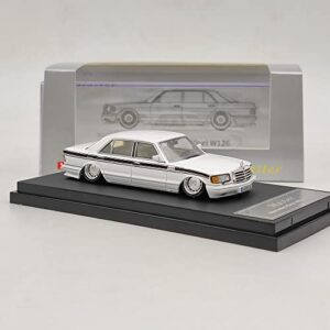 Master High-End 1:64 for Mercedes-Benz S560sel W126 HellaFlush Diecast Car Models Miniature Vehicle Hobby Collection Gifts (White)