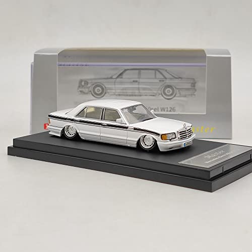 Master High-End 1:64 for Mercedes-Benz S560sel W126 HellaFlush Diecast Car Models Miniature Vehicle Hobby Collection Gifts (White)