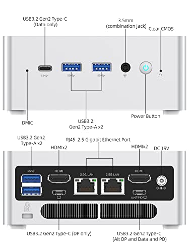 MINISFORUM NAB5 Mini PC 12th Gen Core i5-12450H(8C/12T) Mini Computer 16G RAM+512G SSD, Expandable HDD Slot, HDMI×2+USB-C×2 4K@60Hz Outputs, Intel UHD Graphics Desktop Computer