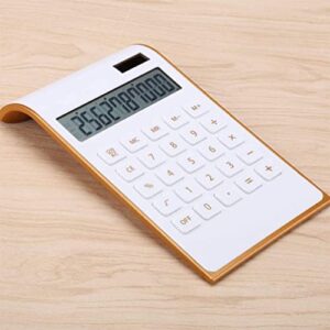 Podokas Rose Gold Calculator, 10 Digits Dual Power Basic Office Calculator, Desktop Office Supplies and Accessories with Large LCD Display (White)