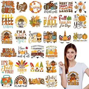 qeeenar 30 pcs fall iron on transfers pumpkin patches decals autumn appliques iron on transfers for t shirts thanksgiving iron on decals heat transfer sticker for clothes pillow covers diy decorations