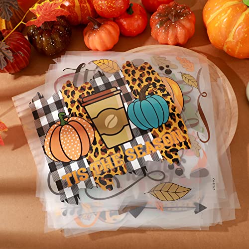 Qeeenar 30 Pcs Fall Iron on Transfers Pumpkin Patches Decals Autumn Appliques Iron on Transfers for T Shirts Thanksgiving Iron on Decals Heat Transfer Sticker for Clothes Pillow Covers DIY Decorations