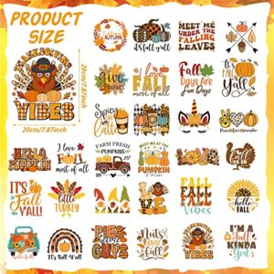 Qeeenar 30 Pcs Fall Iron on Transfers Pumpkin Patches Decals Autumn Appliques Iron on Transfers for T Shirts Thanksgiving Iron on Decals Heat Transfer Sticker for Clothes Pillow Covers DIY Decorations