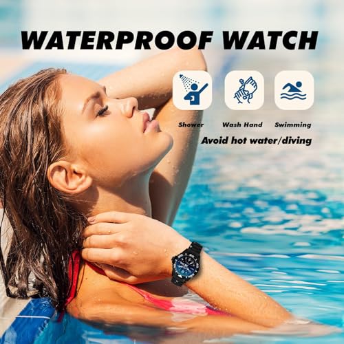 findtime Women's Watch Waterproof Nurse Watch Sport Analog Wrist Watches Small Simple Casual Ladies Watch Day Date Wristwatch Silicone Watch with Second Hand