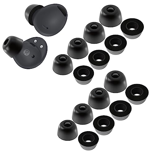 Seltureone【4 Sizes 8 Pairs】Memory Foam Tips for Samsung Galaxy Buds2 Pro, No Silicone Eartips Pain, Anti-Slip, Noise Reduction Eartips, comfortable fit, Fit in The Charging Case, Sizes S/M/L/XS, Black