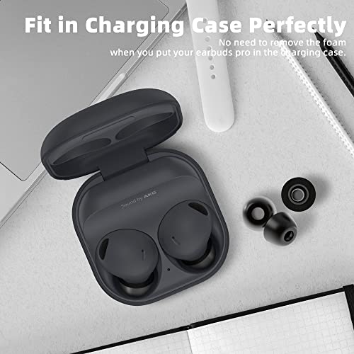 Seltureone【4 Sizes 8 Pairs】Memory Foam Tips for Samsung Galaxy Buds2 Pro, No Silicone Eartips Pain, Anti-Slip, Noise Reduction Eartips, comfortable fit, Fit in The Charging Case, Sizes S/M/L/XS, Black