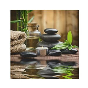 kigai 1 pack zen basalt stones on wood cloth napkins reusable washable napkin set 20x20 inches home decor for weddings,parties,holiday dinner & more