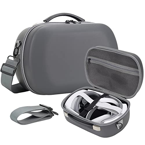 Hard Carrying Case for Meta Oculus Quest 2, PICO 3/4 VR Headset and Elite Strap - Portable Travel All Protective Messenger Bag for Quest 2 VR Gaming Headset and Touch Controllers Accessories