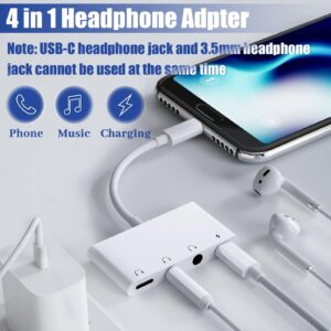 PNBACE USB C to 3.5mm Audio Adapter 4-in-1 USB C Headphone Splitter