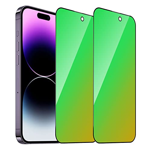 Eliphelet 2 Pack for iPhone 14 Pro Max Privacy Screen Protector Tempered Glass for iPhone14 ProMax 6.7inch Gradient Green Anti Spy Anti Blue Light Full Coverage Easy Installation Bubble Free