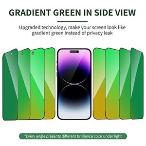 Eliphelet 2 Pack for iPhone 14 Pro Max Privacy Screen Protector Tempered Glass for iPhone14 ProMax 6.7inch Gradient Green Anti Spy Anti Blue Light Full Coverage Easy Installation Bubble Free