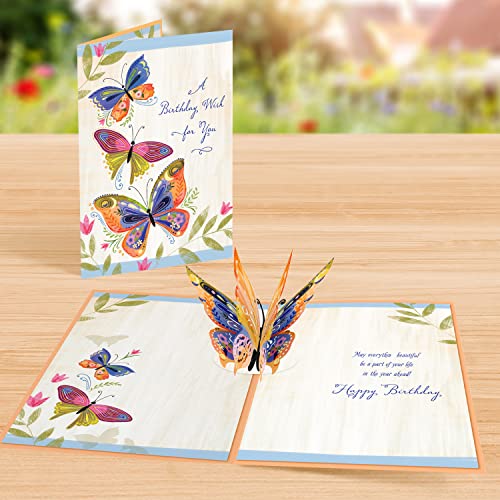 Designer Pop! Pop Up Birthday Card with 3D Butterfly Design - High-Quality Birthday Wish Greeting Card, Ideal for Friends, Family or Special Someone