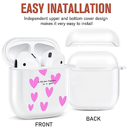 Case for Airpod Case 2nd Generation,Airpod Case 1st Generation,Pink Heart Cute Airpods Case,Kawaii Airpod Case Cute Cover with Keychain (Pink Heart 1st/2nd Case)