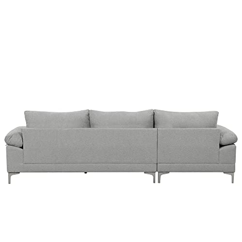 Casa Andrea Milano Modern Large Boucle L-Shape Sectional Sofa, with Extra Wide Chaise Lounge Couch, Light Grey