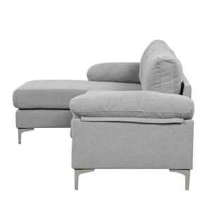 Casa Andrea Milano Modern Large Boucle L-Shape Sectional Sofa, with Extra Wide Chaise Lounge Couch, Light Grey