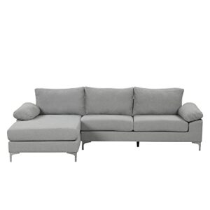 Casa Andrea Milano Modern Large Boucle L-Shape Sectional Sofa, with Extra Wide Chaise Lounge Couch, Light Grey