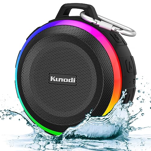 Kunodi Bluetooth Shower Speaker with IPX7 Waterproof, Dynamic Lights, Crisp Clear Sound, True Wireless Stereo, Clip Portable for Pool Beach Boat Kayak Float Golf