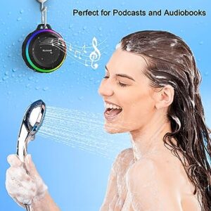 Kunodi Bluetooth Shower Speaker with IPX7 Waterproof, Dynamic Lights, Crisp Clear Sound, True Wireless Stereo, Clip Portable for Pool Beach Boat Kayak Float Golf