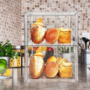 Montex Large Bread Box for Kitchen Countertop, 3 Layers Adjustable Food Safe Clear Bread Storage for Bread, Bagel, Muffins