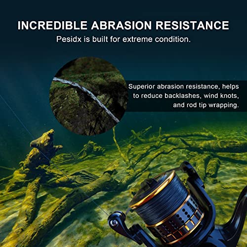 Pesidx Braided Fishing Line, Abrasion Resistant Braided Lines, High Sensitivity and Zero Stretch, 4 Strands to 8 Strands with Smaller Diameter