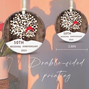 50th Anniversary Wedding Ornament 2023 Christmas Hanging for Couple, 50th Wedding Anniversary Present 50th Wedding Gifts 50th Anniversary Christmas Ornaments - 50th Anniversary Keepsake